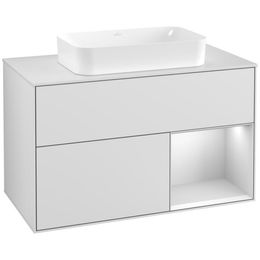 Villeroy & Boch Villeroy und Boch Finion Waschtischunterschrank F251MTMT 100x60,3cm, Abdeckplatte white matt, Regal rechts White matt lacquer, White matt lacquer