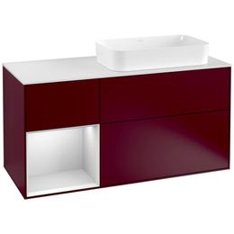 Villeroy & Boch Villeroy und Boch Finion Waschtischunterschrank F271MTHB 120cm, Abdeckplatte white matt, Regal links White matt lacquer, Peony Matt
