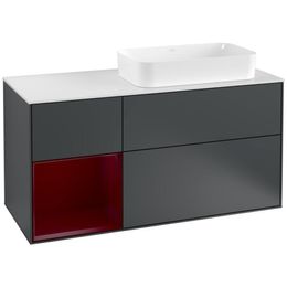 Villeroy & Boch Villeroy und Boch Finion Waschtischunterschrank F271HBHG 120cm, Abdeckplatte white matt, Regal links Peony, Midnight Blue Matt Lacquer