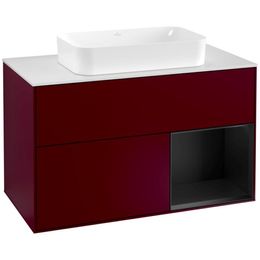 Villeroy & Boch Villeroy und Boch Finion Waschtischunterschrank G251PDHB 100cm, Abdeckplatte white matt, Emotion, Regal rechts Black matt lacquer, Peony Matt