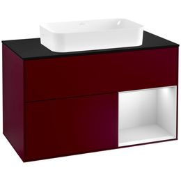 Villeroy & Boch Villeroy und Boch Finion Waschtischunterschrank G252MTHB 100cm, Abdeckplatte black matt, Emotion, Regal rechts White matt lacquer, Peony Matt