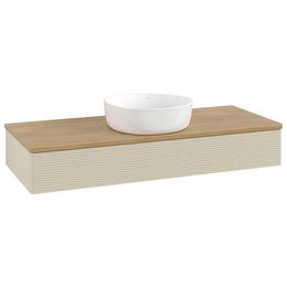Villeroy & Boch Villeroy und Boch Antao Waschtisch-Unterschrank L10111HJ mit Beleuchtung, 120x19x50cm, Waschbeckenplattenfarbe honey oak, silk grey matt lacquer