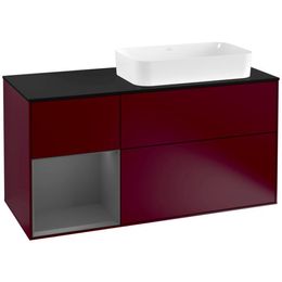 Villeroy & Boch Villeroy und Boch Finion Waschtischunterschrank G272GKHB 120cm, Abdeckplatte black matt, Emotion, Regal links Anthracite matt, Peony Matt