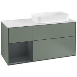 Villeroy & Boch Villeroy und Boch Finion Waschtischunterschrank G271HGGM 120cm, Abdeckplatte white matt, Emotion, Regal links Midnight Blue Matt Lacquer, Olive Matt Lacquer