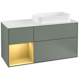 Villeroy & Boch Villeroy und Boch Finion Waschtischunterschrank G271HFGM 120cm, Abdeckplatte white matt, Emotion, Regal links Gold matt, Olive Matt Lacquer
