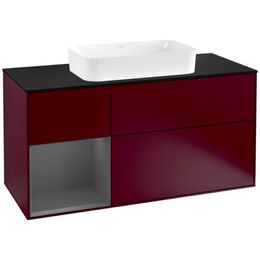 Villeroy & Boch Villeroy und Boch Finion Waschtischunterschrank F292GKHB 120cm, Abdeckplatte black matt, Regal links Anthracite matt, Peony Matt