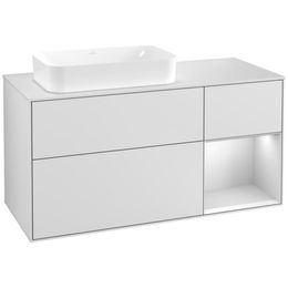 Villeroy & Boch Villeroy und Boch Finion Waschtischunterschrank G281MTMT 120cm, Abdeckplatte white matt, Emotion, Regal rechts White matt lacquer, White matt lacquer