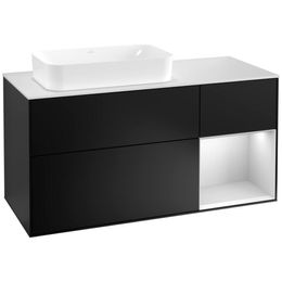 Villeroy & Boch Villeroy und Boch Finion Waschtischunterschrank G281MTPD 120cm, Abdeckplatte white matt, Emotion, Regal rechts White matt lacquer, Black matt lacquer