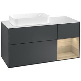 Villeroy & Boch Villeroy und Boch Finion Waschtischunterschrank G281PCHG 120cm, Abdeckplatte white matt, Emotion, Regal rechts Oak Veneer, Midnight Blue Matt Lacquer