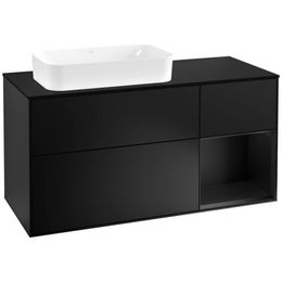 Villeroy & Boch Villeroy und Boch Finion Waschtischunterschrank G282PDPD 120cm, Abdeckplatte black matt, Emotion, Regal rechts Black matt lacquer, Black matt lacquer