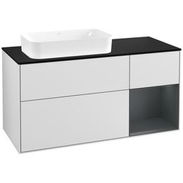 Villeroy & Boch Villeroy und Boch Finion Waschtischunterschrank G282HGMT 120cm, Abdeckplatte black matt, Emotion, Regal rechts Midnight Blue Matt Lacquer, White matt lacquer