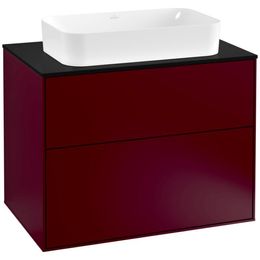 Villeroy & Boch Villeroy und Boch Finion Waschtischunterschrank F22200HB 80x60,3cm, Abdeckplatte black matt, Peony Matt