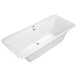Villeroy & Boch Villeroy und Boch Squaro Edge 12 Oval-Badewanne UBQ180SQE7DV-RW 180x80cm, Ablauf mittig, stone white