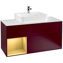 Villeroy & Boch Villeroy und Boch Finion Waschtischunterschrank F161HFHB 120cm, Abdeckplatte white matt, Regal links Gold matt, Peony Matt