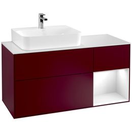 Villeroy & Boch Villeroy und Boch Finion Waschtischunterschrank G151GFHB 120cm, Abdeckplatte white matt, Emotion, Regal links Glossy white lacquer, Peony Matt