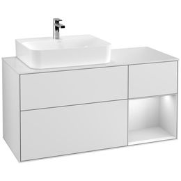 Villeroy & Boch Villeroy und Boch Finion Waschtischunterschrank G151MTMT 120cm, Abdeckplatte white matt, Emotion, Regal links White matt lacquer, White matt lacquer