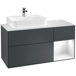 Villeroy & Boch Villeroy und Boch Finion Waschtischunterschrank G151GFHG 120cm, Abdeckplatte white matt, Emotion, Regal links Glossy white lacquer, Midnight Blue Matt Lacquer
