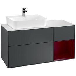 Villeroy & Boch Villeroy und Boch Finion Waschtischunterschrank G151HBHG 120cm, Abdeckplatte white matt, Emotion, Regal links Peony, Midnight Blue Matt Lacquer