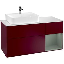 Villeroy & Boch Villeroy und Boch Finion Waschtischunterschrank G151GMHB 120cm, Abdeckplatte white matt, Emotion, Regal links Olive Matt Lacquer, Peony Matt