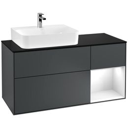 Villeroy & Boch Villeroy und Boch Finion Waschtischunterschrank G152GFHG 120cm, Abdeckplatte black matt, Emotion, Regal links Glossy white lacquer, Midnight Blue Matt Lacquer
