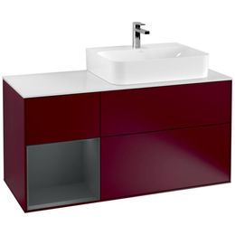Villeroy & Boch Villeroy und Boch Finion Waschtischunterschrank G141HGHB 120cm, Abdeckplatte white matt, Emotion, Regal links Midnight Blue Matt Lacquer, Peony Matt