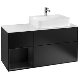 Villeroy & Boch Villeroy und Boch Finion Waschtischunterschrank G141PDPD 120cm, Abdeckplatte white matt, Emotion, Regal links Black matt lacquer, Black matt lacquer