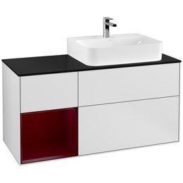 Villeroy & Boch Villeroy und Boch Finion Waschtischunterschrank G142HBMT 120cm, Abdeckplatte black matt, Emotion, Regal links Peony, White matt lacquer