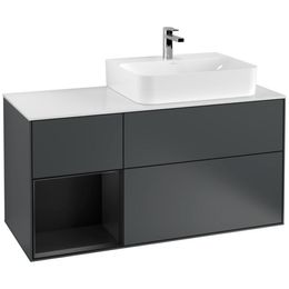 Villeroy & Boch Villeroy und Boch Finion Waschtischunterschrank G141PDHG 120cm, Abdeckplatte white matt, Emotion, Regal links Black matt lacquer, Midnight Blue Matt Lacquer