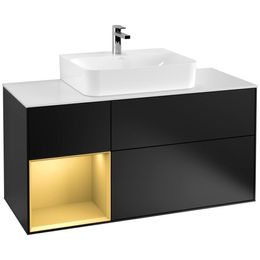 Villeroy & Boch Villeroy und Boch Finion Waschtischunterschrank G161HFPD 120cm, Abdeckplatte white matt, Emotion, Regal links Gold matt, Black matt lacquer