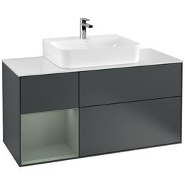 Villeroy & Boch Villeroy und Boch Finion Waschtischunterschrank G161GMHG 120cm, Abdeckplatte white matt, Emotion, Regal links Olive Matt Lacquer, Midnight Blue Matt Lacquer