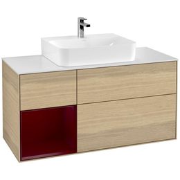Villeroy & Boch Villeroy und Boch Finion Waschtischunterschrank G161HBPC 120cm, Abdeckplatte white matt, Emotion, Regal links Peony, Oak Veneer