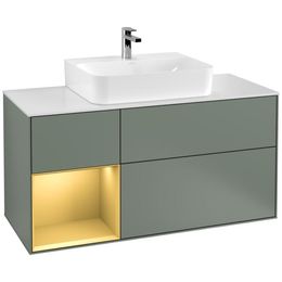 Villeroy & Boch Villeroy und Boch Finion Waschtischunterschrank G161HFGM 120cm, Abdeckplatte white matt, Emotion, Regal links Gold matt, Olive Matt Lacquer