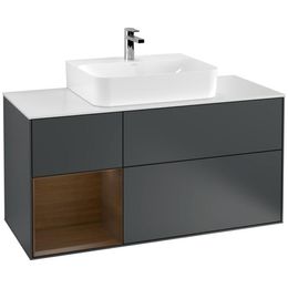 Villeroy & Boch Villeroy und Boch Finion Waschtischunterschrank G161GNHG 120cm, Abdeckplatte white matt, Emotion, Regal links Walnut veneer, Midnight Blue Matt Lacquer
