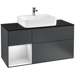 Villeroy & Boch Villeroy und Boch Finion Waschtischunterschrank G162MTHG 120cm, Abdeckplatte black matt, Emotion, Regal links White matt lacquer, Midnight Blue Matt Lacquer