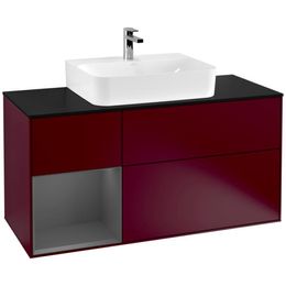 Villeroy & Boch Villeroy und Boch Finion Waschtischunterschrank G162GKHB 120cm, Abdeckplatte black matt, Emotion, Regal links Anthracite matt, Peony Matt
