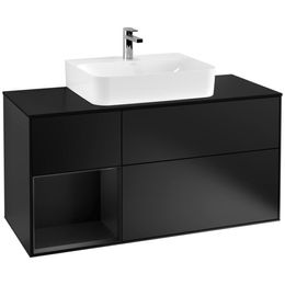 Villeroy & Boch Villeroy & Boch Finion Unterschrank F162PDPD 120cm, Black Matt Lacquer, mit Regal, mit Licht