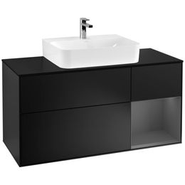 Villeroy & Boch Villeroy und Boch Finion Waschtischunterschrank F172GKPD 120cm, Abdeckplatte black matt, Regal rechts Anthracite matt, Black matt lacquer