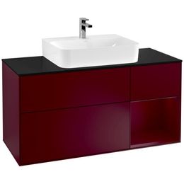 Villeroy & Boch Villeroy und Boch Finion Waschtischunterschrank F172HBHB 120cm, Abdeckplatte black matt, Regal rechts Peony, Peony Matt