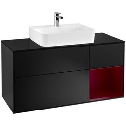 Villeroy & Boch Villeroy und Boch Finion Waschtischunterschrank F172HBPD 120cm, Abdeckplatte black matt, Regal rechts Peony, Black matt lacquer