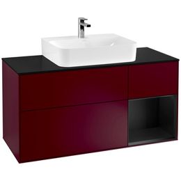 Villeroy & Boch Villeroy und Boch Finion Waschtischunterschrank F172PDHB 120cm, Abdeckplatte black matt, Regal rechts Black matt lacquer, Peony Matt