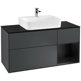 Villeroy & Boch Villeroy und Boch Finion Waschtischunterschrank F172PDHG 120cm, Abdeckplatte black matt, Regal rechts Black matt lacquer, Midnight Blue Matt Lacquer