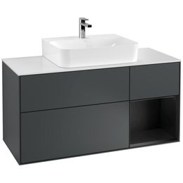 Villeroy & Boch Villeroy und Boch Finion Waschtischunterschrank F171PDHG 120cm, Abdeckplatte white matt, Regal rechts Black matt lacquer, Midnight Blue Matt Lacquer