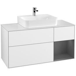 Villeroy & Boch Villeroy und Boch Finion Waschtischunterschrank G171GKGF 120cm, Abdeckplatte white matt, Emotion, Regal rechts Anthracite matt, Glossy white lacquer