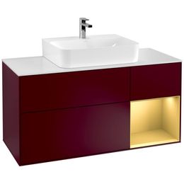Villeroy & Boch Villeroy und Boch Finion Waschtischunterschrank G171HFHB 120cm, Abdeckplatte white matt, Emotion, Regal rechts Gold matt, Peony Matt
