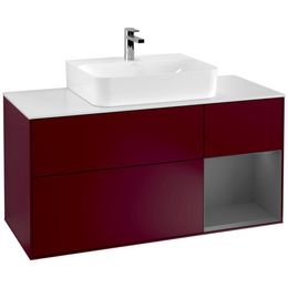 Villeroy & Boch Villeroy und Boch Finion Waschtischunterschrank G171GKHB 120cm, Abdeckplatte white matt, Emotion, Regal rechts Anthracite matt, Peony Matt