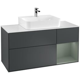 Villeroy & Boch Villeroy und Boch Finion Waschtischunterschrank G171GMHG 120cm, Abdeckplatte white matt, Emotion, Regal rechts Olive Matt Lacquer, Midnight Blue Matt Lacquer