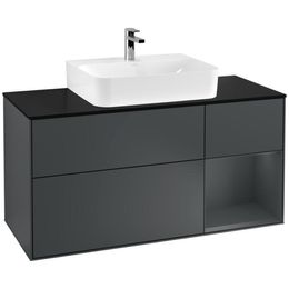 Villeroy & Boch Villeroy und Boch Finion Waschtischunterschrank G172HGHG 120cm, Abdeckplatte black matt, Emotion, Regal rechts Midnight Blue Matt Lacquer, Midnight Blue Matt Lacquer