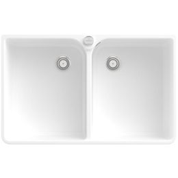 Villeroy & Boch Villeroy und Boch Sp&uuml;lstein Doppelbecken 638002RW Ablaufgarnitur mit Exzenterbet&auml;tigung, Stone White