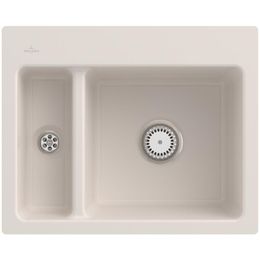 Villeroy & Boch Villeroy und Boch Subway Fl&auml;chenb&uuml;ndige Sp&uuml;le 67801FKR mit Ablaufgarnitur und Handbet&auml;tigung, Crema