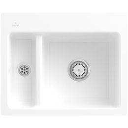 Villeroy & Boch Villeroy und Boch Subway Fl&auml;chenb&uuml;ndige Sp&uuml;le 67801FR1 mit Ablaufgarnitur und Handbet&auml;tigung, wei&szlig;